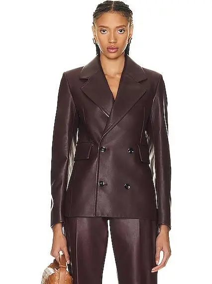 Bottega Veneta Leather Double-breasted Jacket - Jam