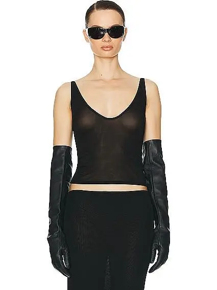 HELSA Sheer Knit Tank Top - Black