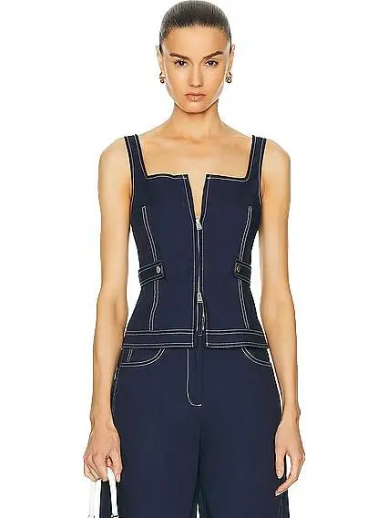 Simkhai Dolce Zip Up Top - Midnight