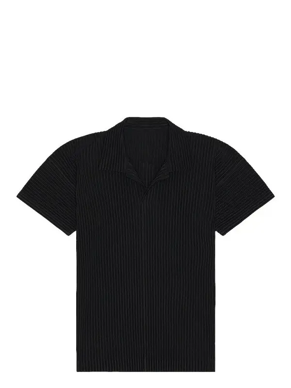 Issey Miyake Homme Plisse Issey Miyak Pleated Polo - Black