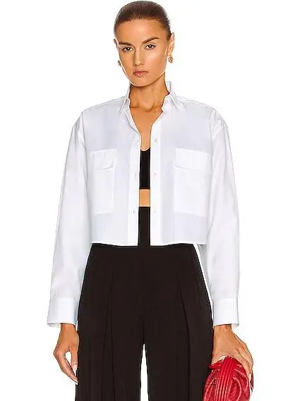 Alaïa Cotton Poplin Long Sleeve Top - Blanc