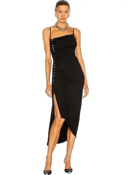 Rabanne Button Down Ruched Dress - Black