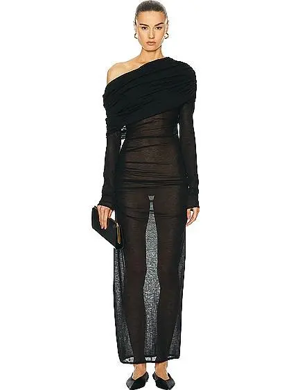 Saint Laurent One Shoulder Gown - Noir