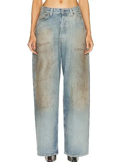 Acne Studios Dirty Look Wide Leg Jeans - Mid Blue