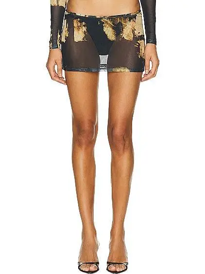 Miaou Elektra Printed Mini Skirt - Treading Brown
