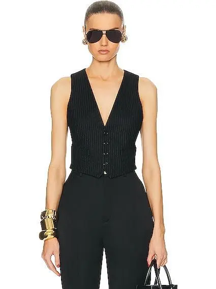 Saint Laurent Gilet Top - Noir