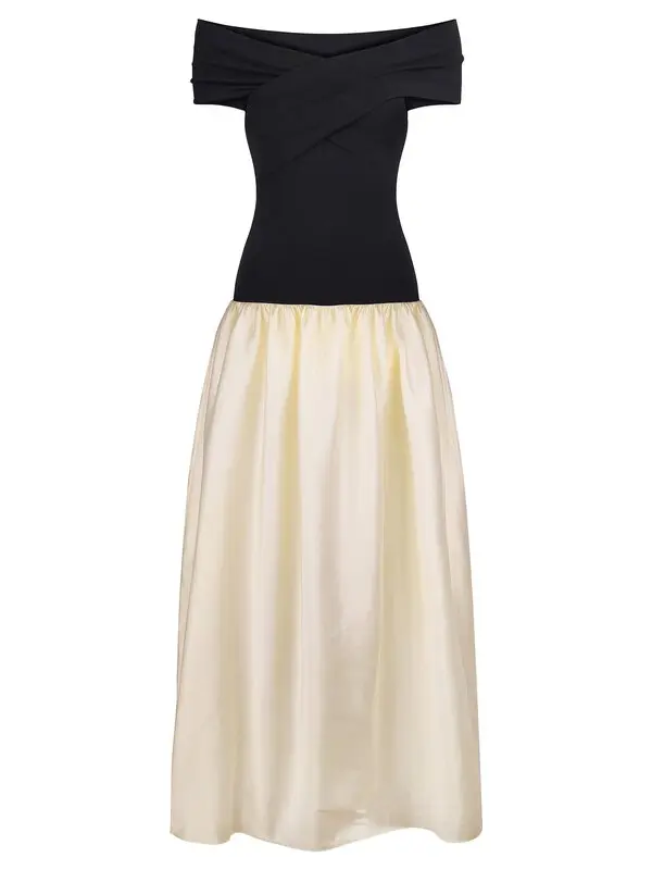 anna october - Anna October Lorraine Knit-Satin Maxi Dress