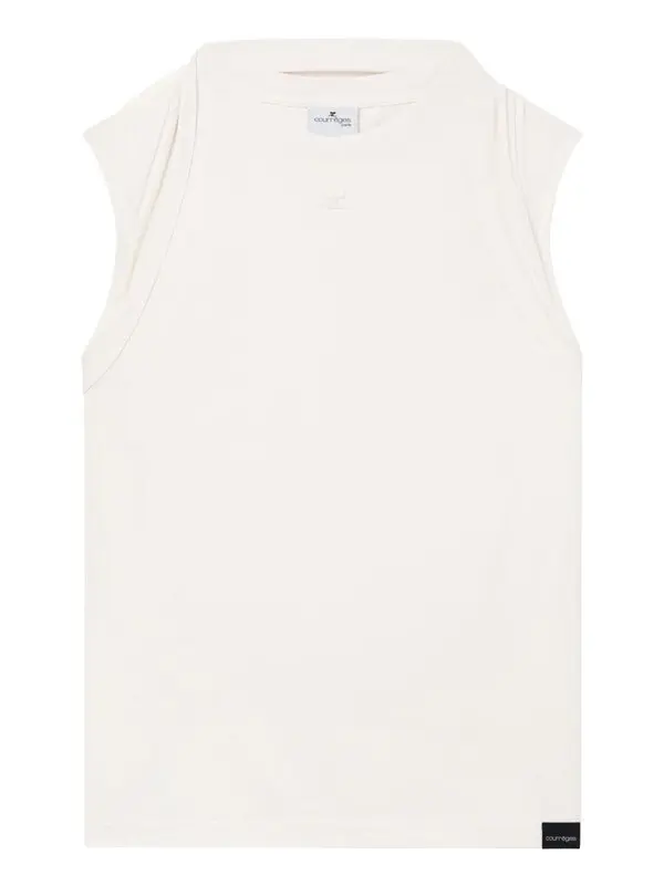 COURREGES Draped Cotton Tank Top - White
