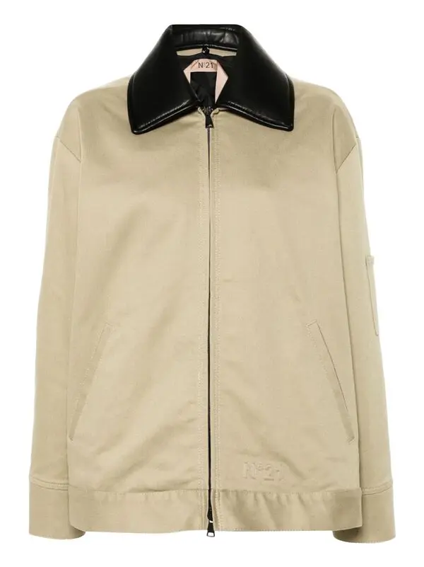 N°21 Embossed-logo Cotton Jacket - Neutrals