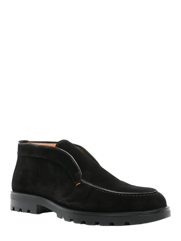 Santoni Slip-on Suede Boots - Black