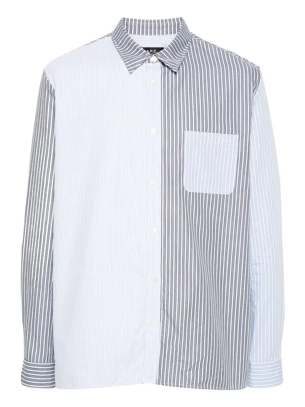 A.p.c. Patchwork Striped Shirt - Blue