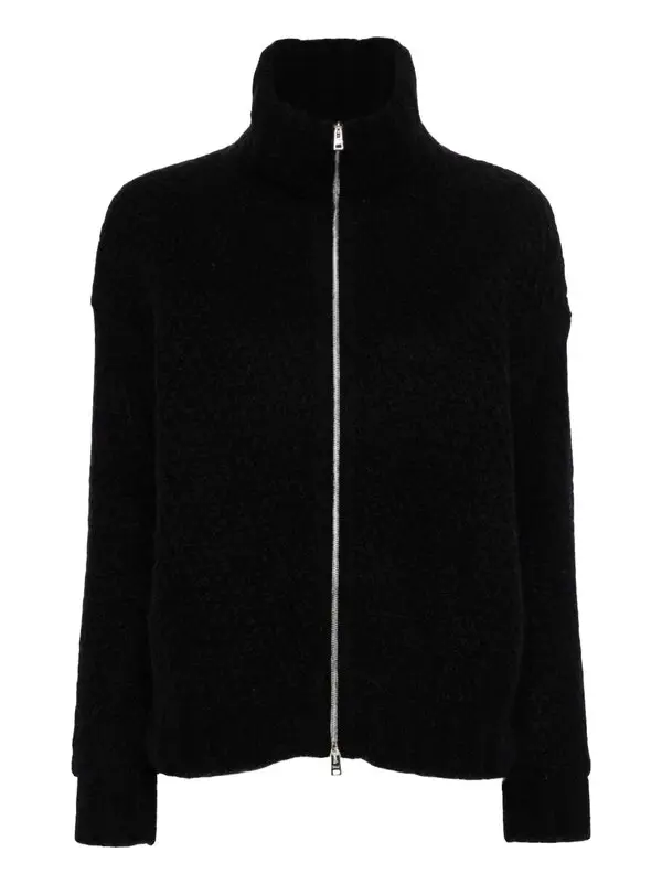 Herno Zip-up Brushed Alpaca Wool-blend Cardigan - Blue