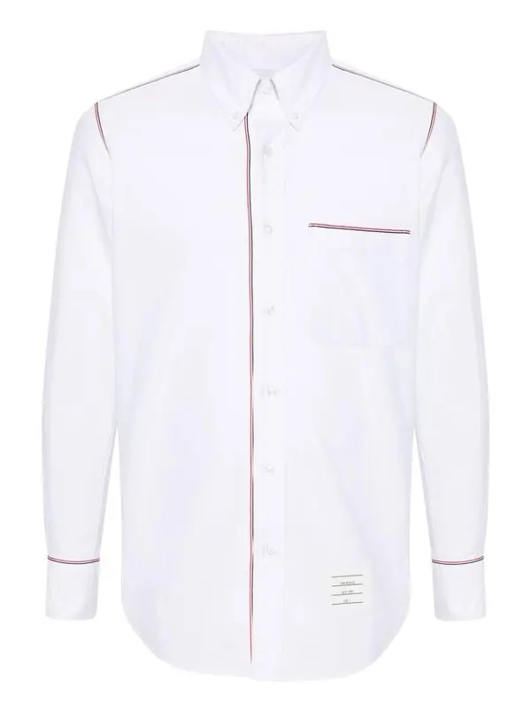 Thom Browne Rwb-trim Cotton Shirt - White