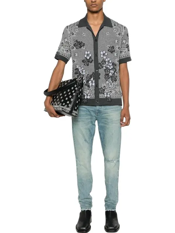 Amiri Floral-jacquard Knitted Shirt - Grey
