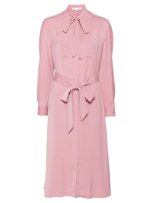 Maison Kitsuné Belted Midi Shirt Dress - Pink