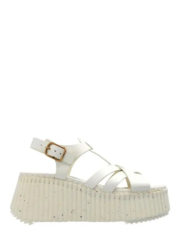 Chloé Leather Platform Sandals - White