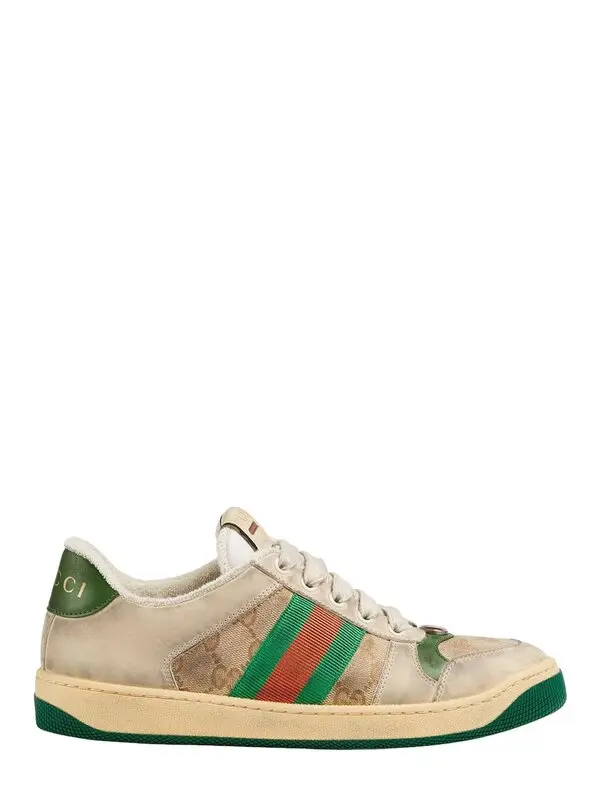 Gucci Screener Leather Sneakers - Beige
