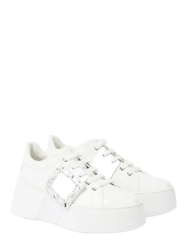 ROGER VIVIER Viv' Skate Leather Sneakers - White
