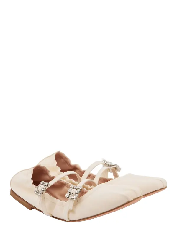 ROGER VIVIER Crystal-embellished Leather Ballet Flats - White