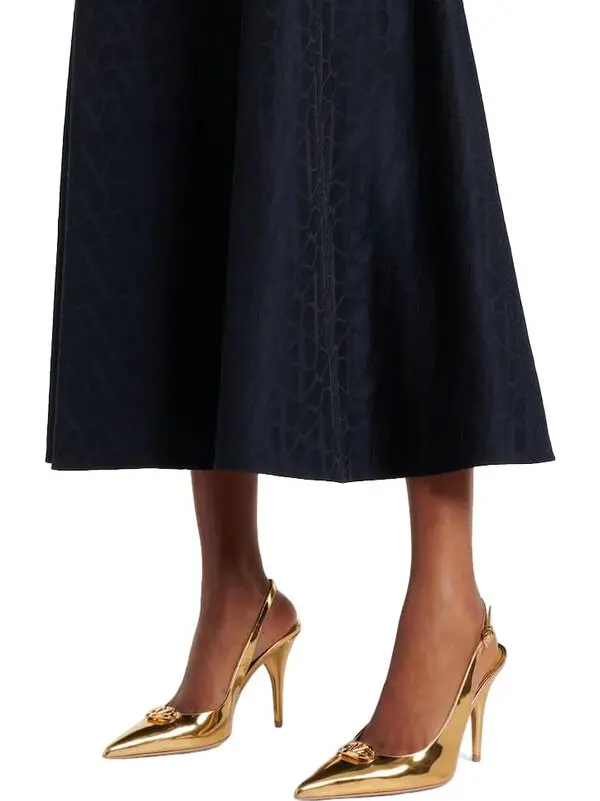 Valentino Garavani Toile Iconographe Crepe Couture Midi Skirt - Blue