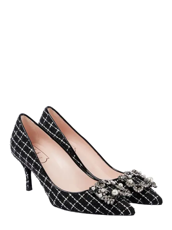 ROGER VIVIER Flower Strass 65 Bouclé Pumps - Black
