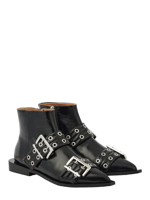 GANNI Studded Biker Boots - Black