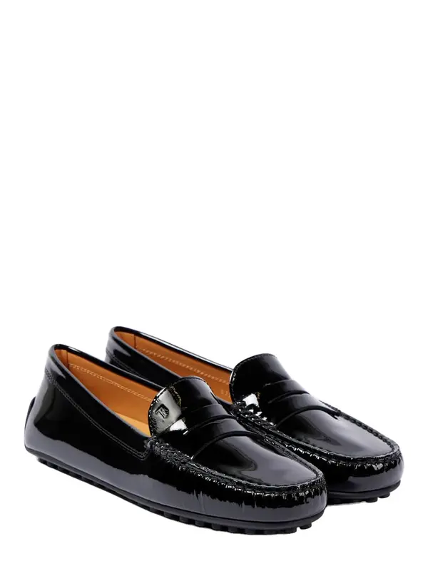 TOD'S City Gommino Patent Leather Moccasins - Black