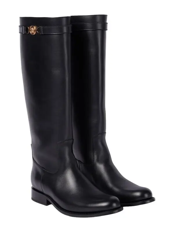 Versace Medusa '95 Leather Knee-high Boots - Black