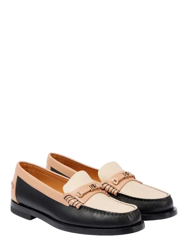 TOD'S Colorblocked Leather Penny Loafers - Multicoloured