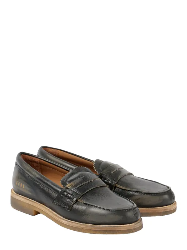 GOLDEN GOOSE Jerry Leather Penny Loafers - Black