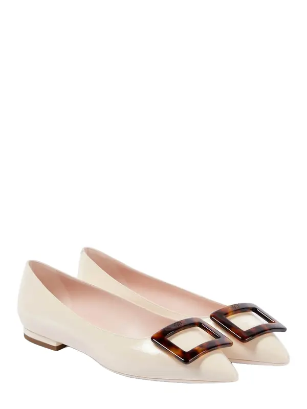 ROGER VIVIER Gommettine Ball Leather Ballet Flats - White