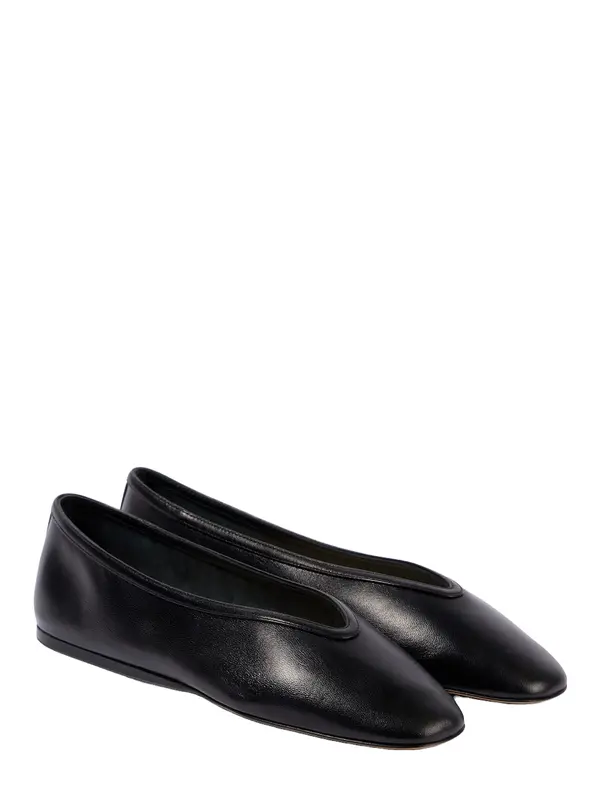 Le Monde Beryl Luna Leather Ballet Flats - Black