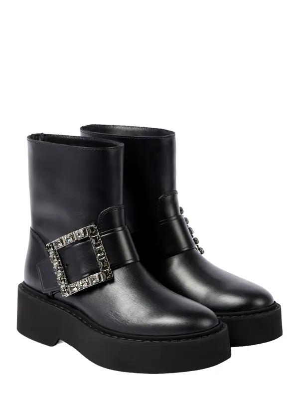 ROGER VIVIER Viv' Rangers Combat Boots - Black