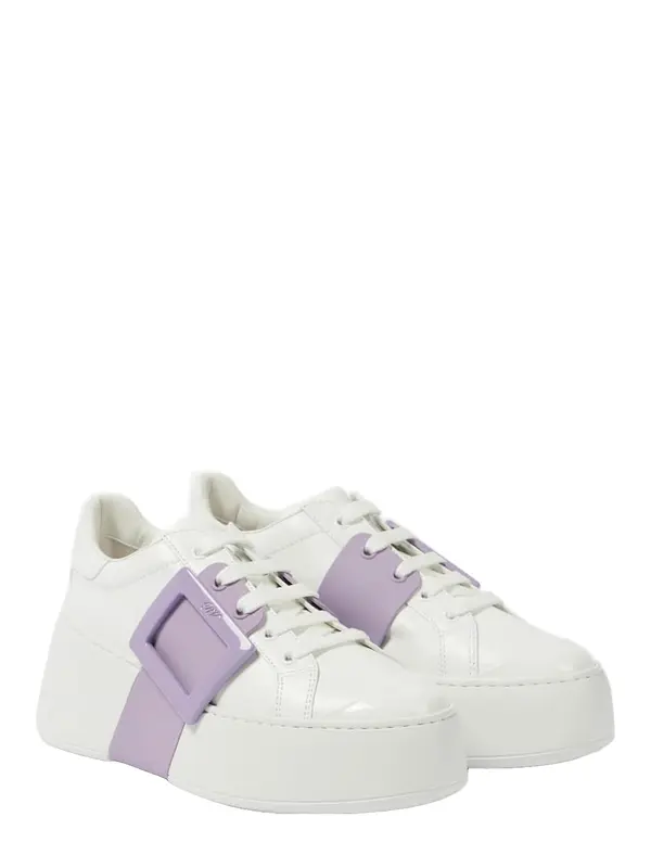 ROGER VIVIER Viv' Skate Leather Platform Sneakers - White