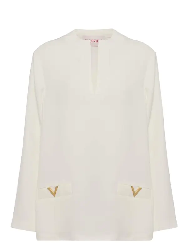 Valentino Garavani Vgold Silk Top - White