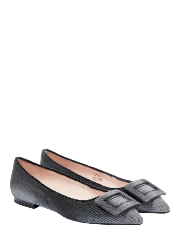 ROGER VIVIER Gommettine Denim Ballet Flats - Black