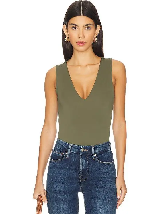 Good American Sculpting Deep V Tank Body - Olive
