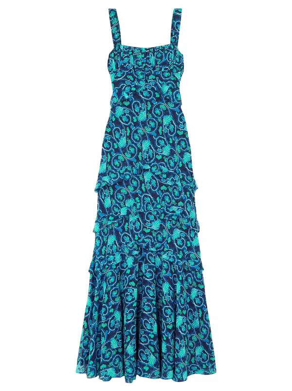 Saloni Chandra Floral-print Silk Maxi Dress - Midnight Blue