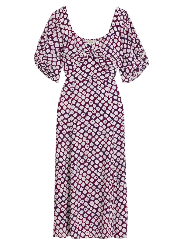 Diane Von Furstenberg Asa Twisted Printed Crepe Midi Dress - Dark Purple