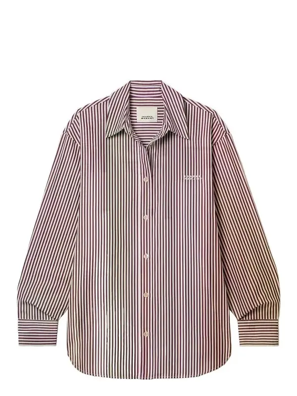 MARANT ETOILE Fabriza Striped Cotton-poplin Shirt - Burgundy