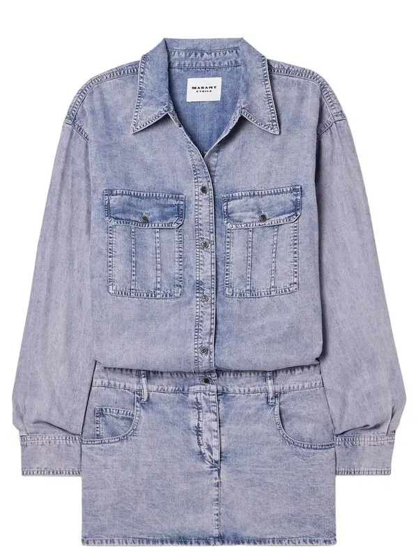 MARANT ETOILE Palvina Lyocell-chambray Mini Dress - Blue