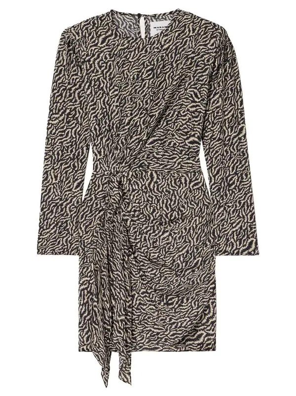 MARANT ETOILE Dulce Printed Crepe De Chine Mini Dress - Neutrals
