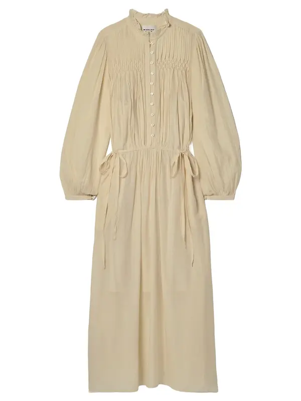 MARANT ETOILE Dalida Smocked Midi Dress - Neutrals
