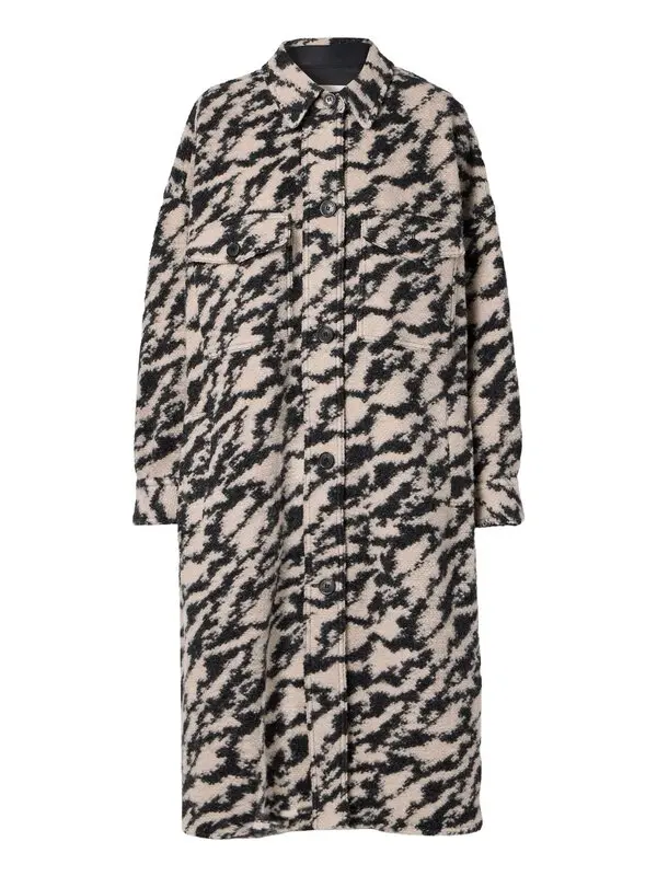 MARANT ETOILE Fontizi Oversized Wool-blend Jacquard Coat - Black
