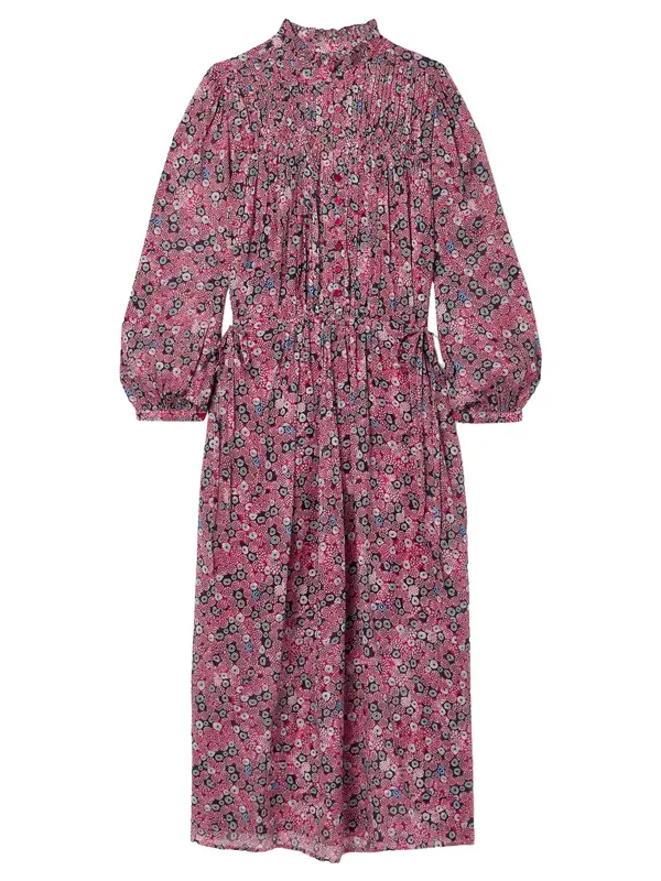 MARANT ETOILE Dalida Smocked Midi Dress - Pink