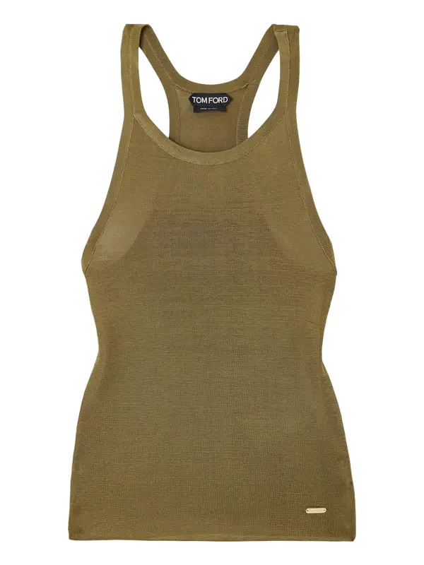 TOM FORD Knitted Silk Tank Top - Green