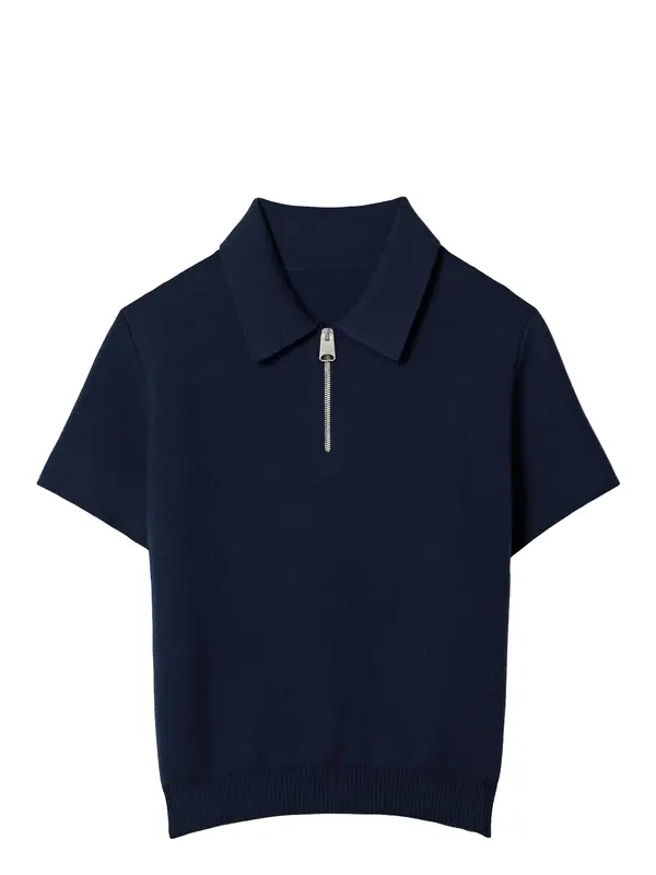 Khaite Gulliame Wool-blend Polo Top - Blue