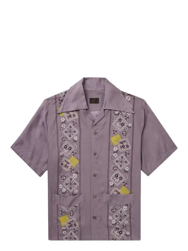 Kapital Peckish Rainbowy Wrangle Camp-collar Printed Voile Shirt - Purple