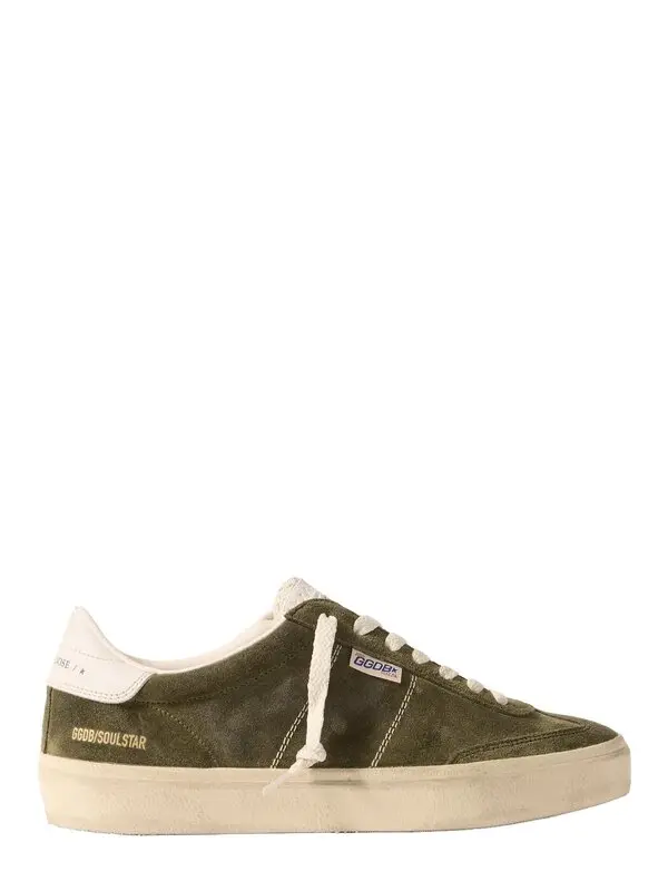 Golden Goose Soul-star Distressed Suede Sneakers - Green