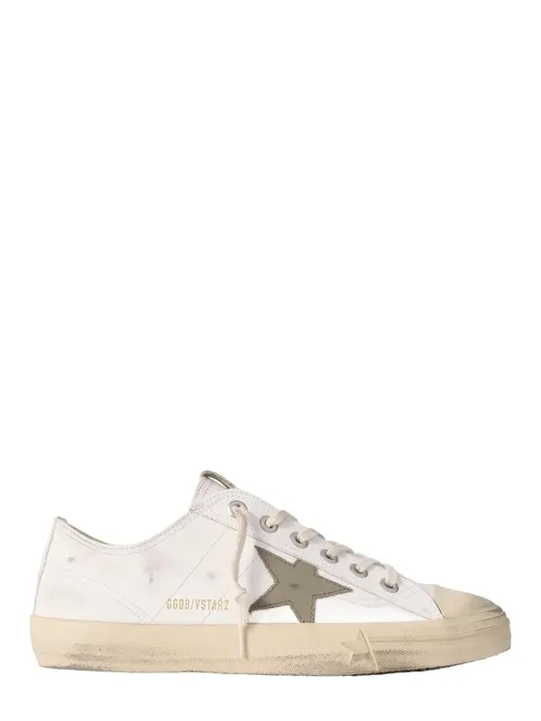 GOLDEN GOOSE V-star 2 Distressed Leather Sneakers - White